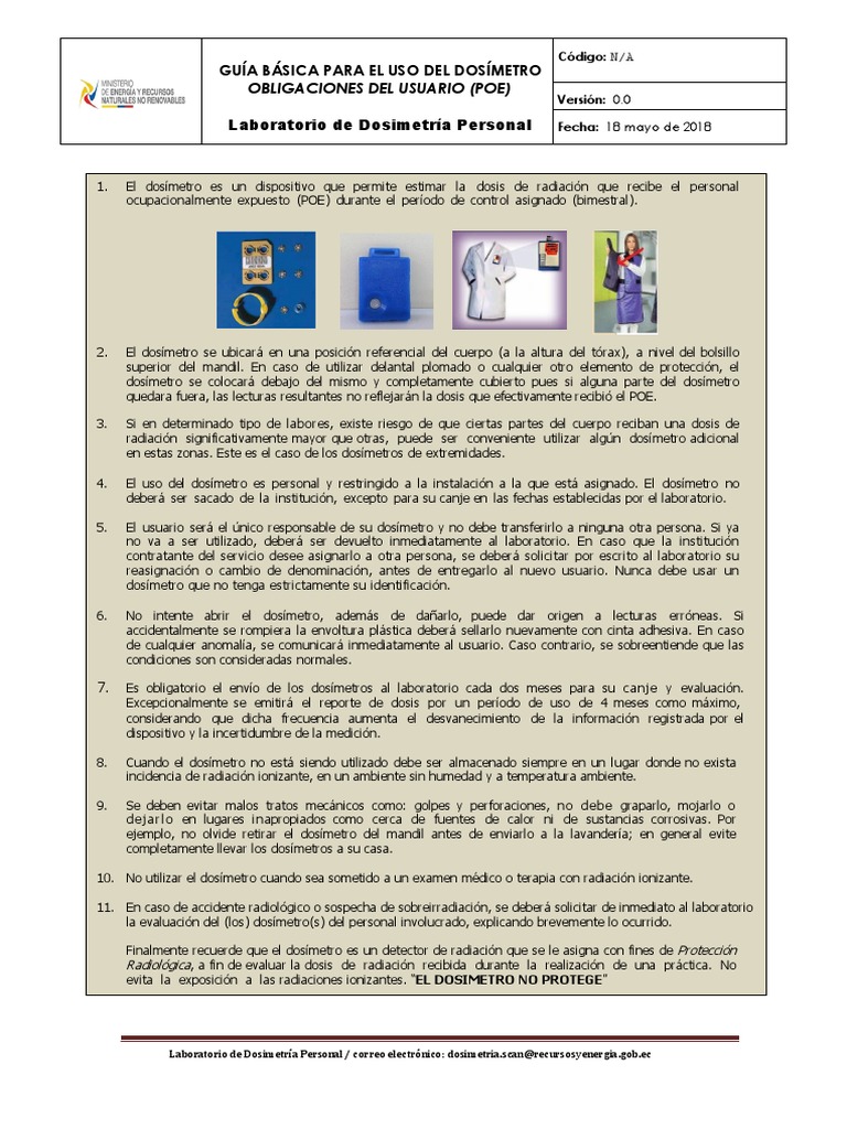 Guía Uso Del Dosimetro | PDF | Radiación ionizante | Dosimetría