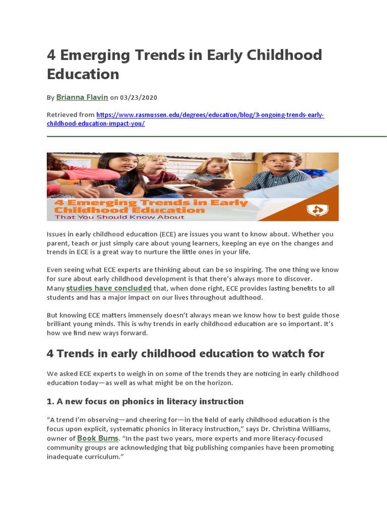 4 Emerging Trends in Early Childhood Education | PDF | Early Childhood ...