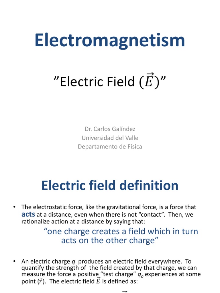 Electromagnetism: "Electric Field ( ) " | PDF | Dipole | Electric Field