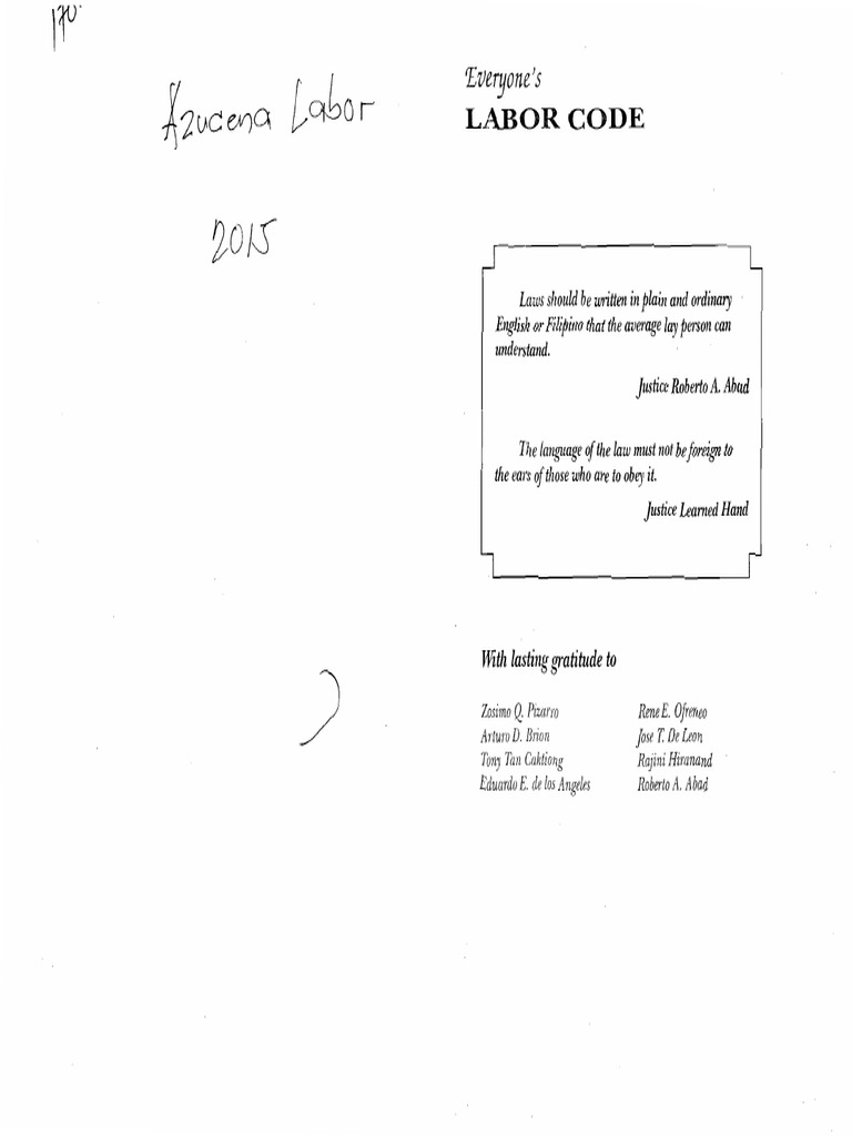 Azucena - Everyone's Labor Code | PDF