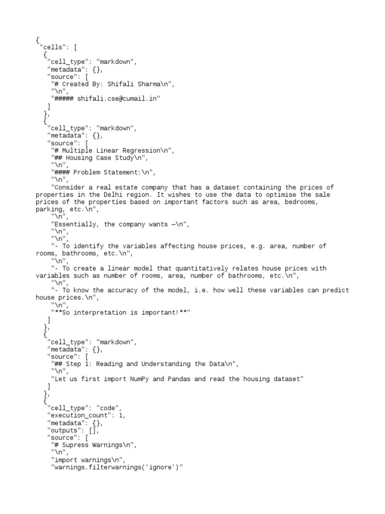 Delhi Housing Price Analysis Model | PDF | Regression Analysis | Linear ...
