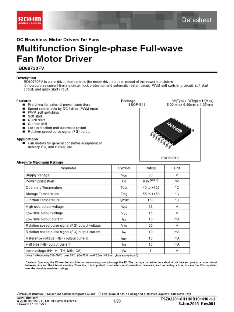 Multifunction Single-Phase Full-Wave Fan Motor Driver: Datasheet | PDF ...