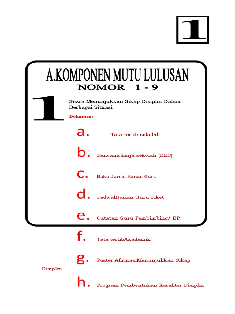 Komponen Mutu Lulusan Map Akreditasi No.1-9 | PDF