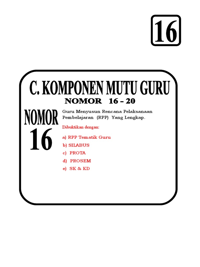 Komponen Mutu Guru Map Akreditasi No.16-20 | PDF | Seni