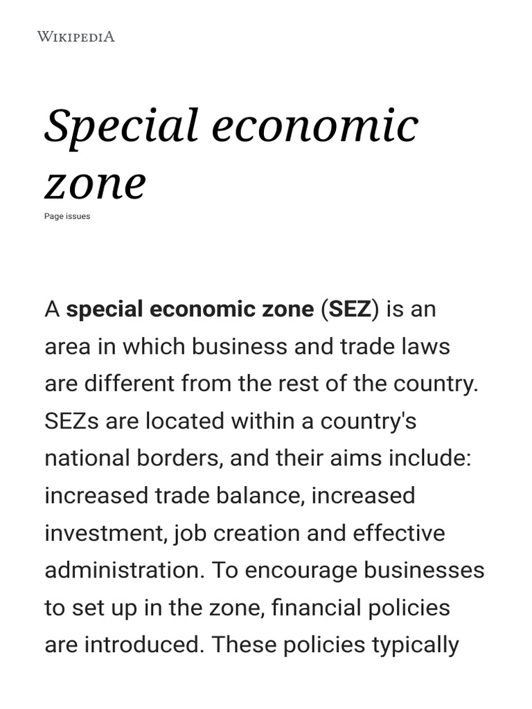 Special Economic Zone - Wikipedia | PDF | Commercial Policy | Trade