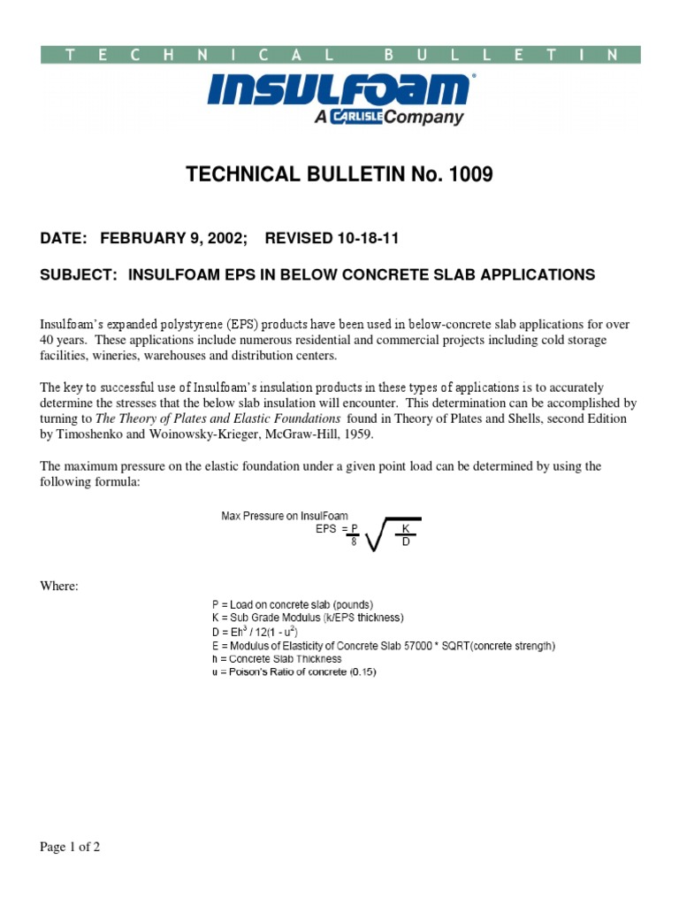 TB1009 Insulfoam EPS Below Concrete Slab Applications 2012 | PDF ...