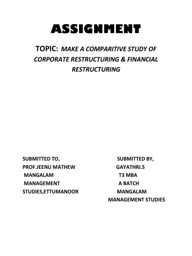 Financial Management Assignment 1 | PDF | Restructuring | Equity (Finance)