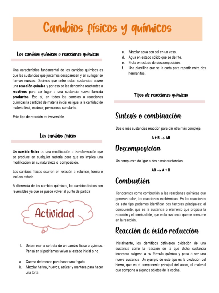 Cambios Fisicos y Químicos | PDF | Reacciones químicas | Redox