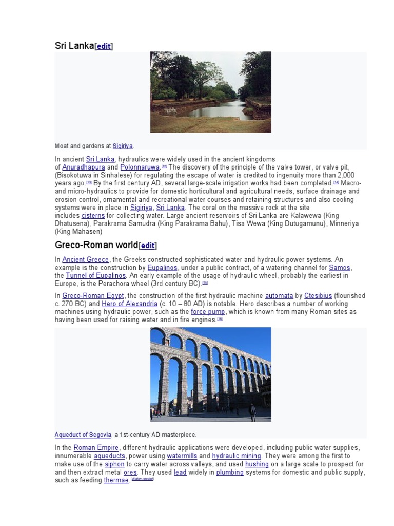 HydraulicshistoryGreco-Roman World | PDF | Hydraulics | Hydraulic ...