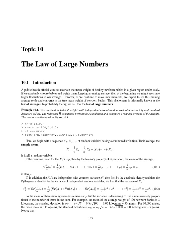 The Law of Large Numbers: Topic 10 | PDF | Mean | Standard Deviation