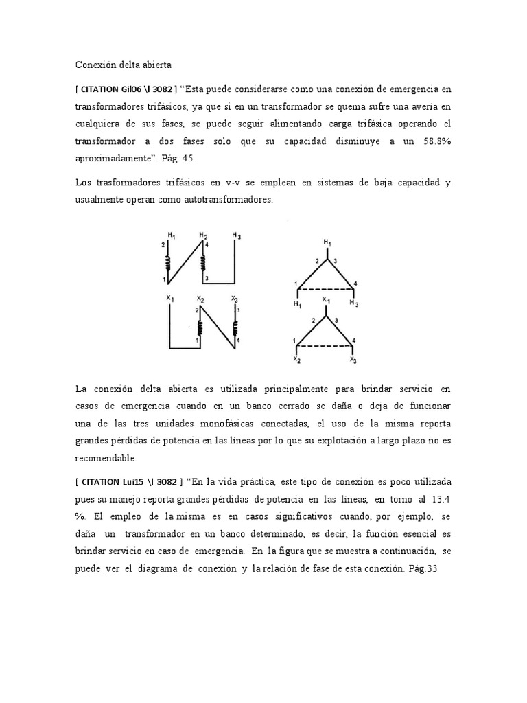 Conexión Delta Abierta | PDF | Transformador | Energia electrica