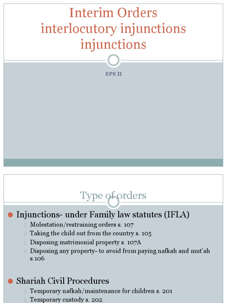Interim Orders Interlocutory Injunctions Injunctions: Eps Ii | PDF | Ex ...