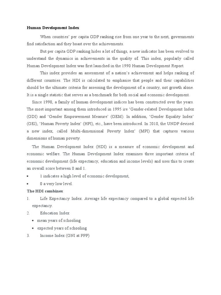 Human Development Index | PDF | Human Development Index | Economic ...