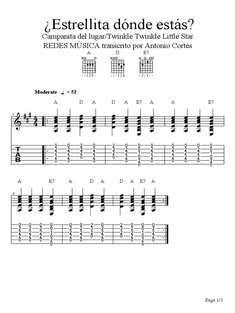 Estrellita Dónde Estás Acordes | PDF | Canciones de cuna | Artículos de ...