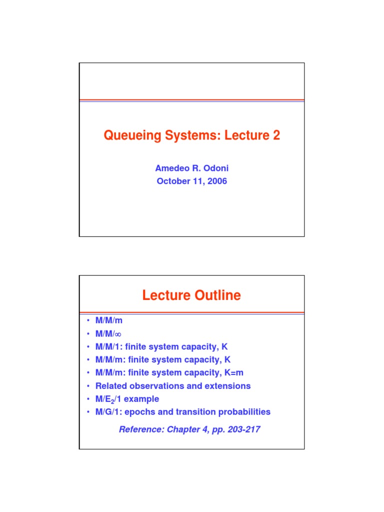 Queueing Systems: Lecture 2 | PDF | Systems Science | Applied Mathematics