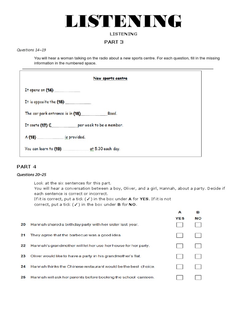 Listening: Questions 14-19 | PDF