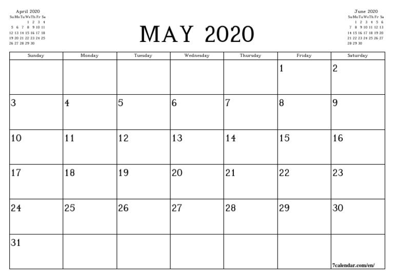 April to June 2020 Calendar | PDF