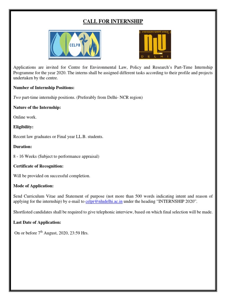 Call For Internship: Number of Internship Positions | PDF