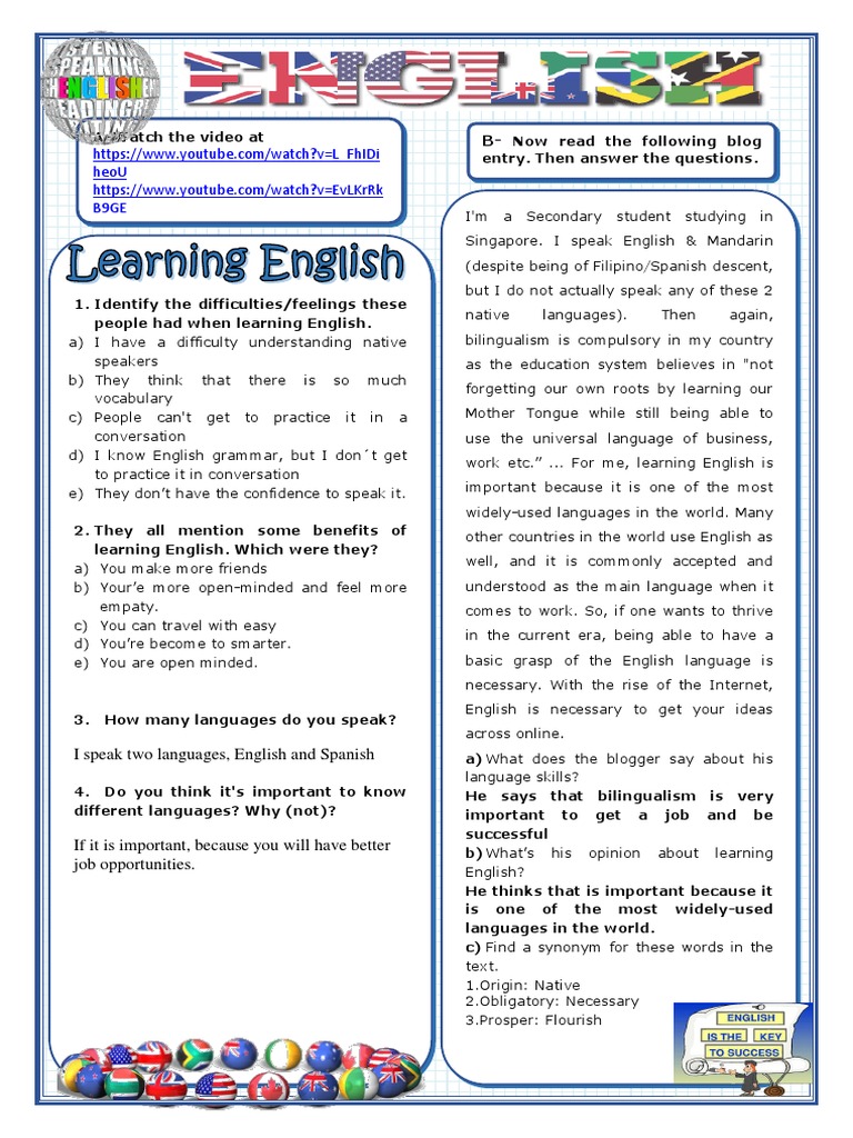 English Learning English Difficulties and Benefits | PDF | English ...