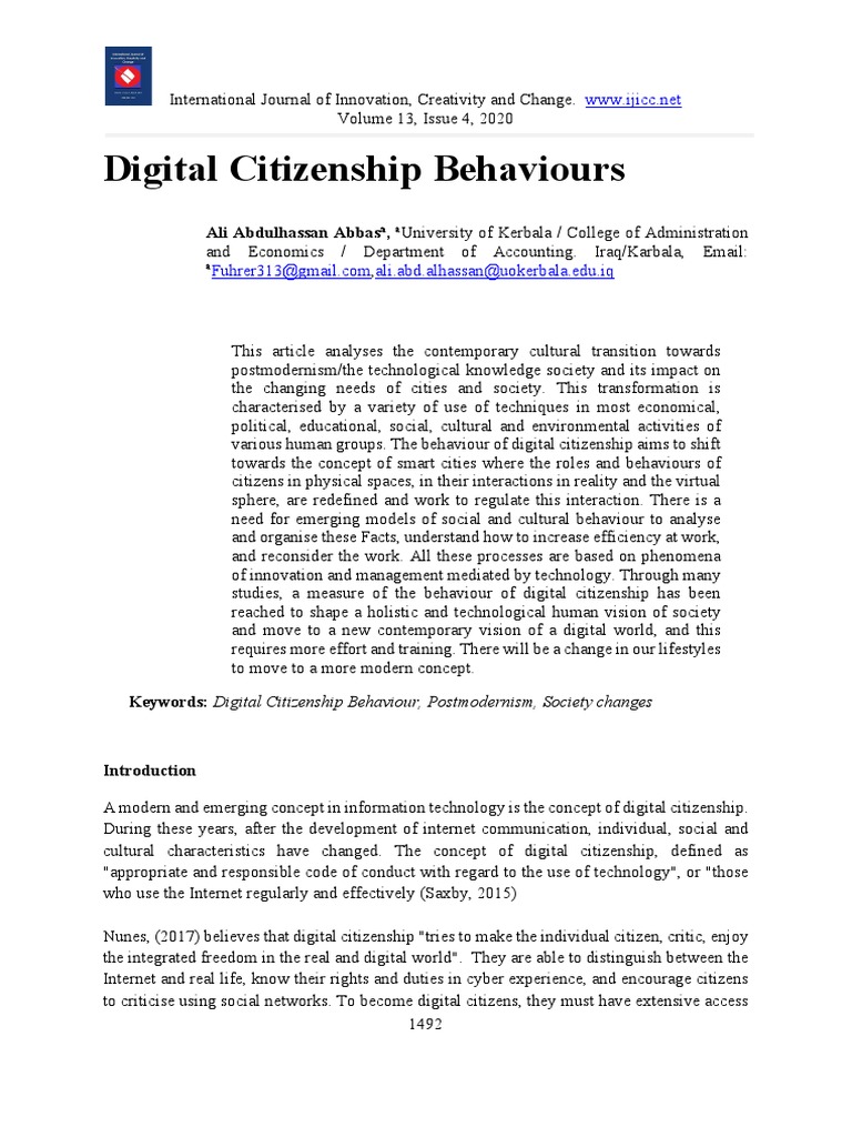 Digital Citizenship Behaviours | PDF | Social Media | Popular Culture ...