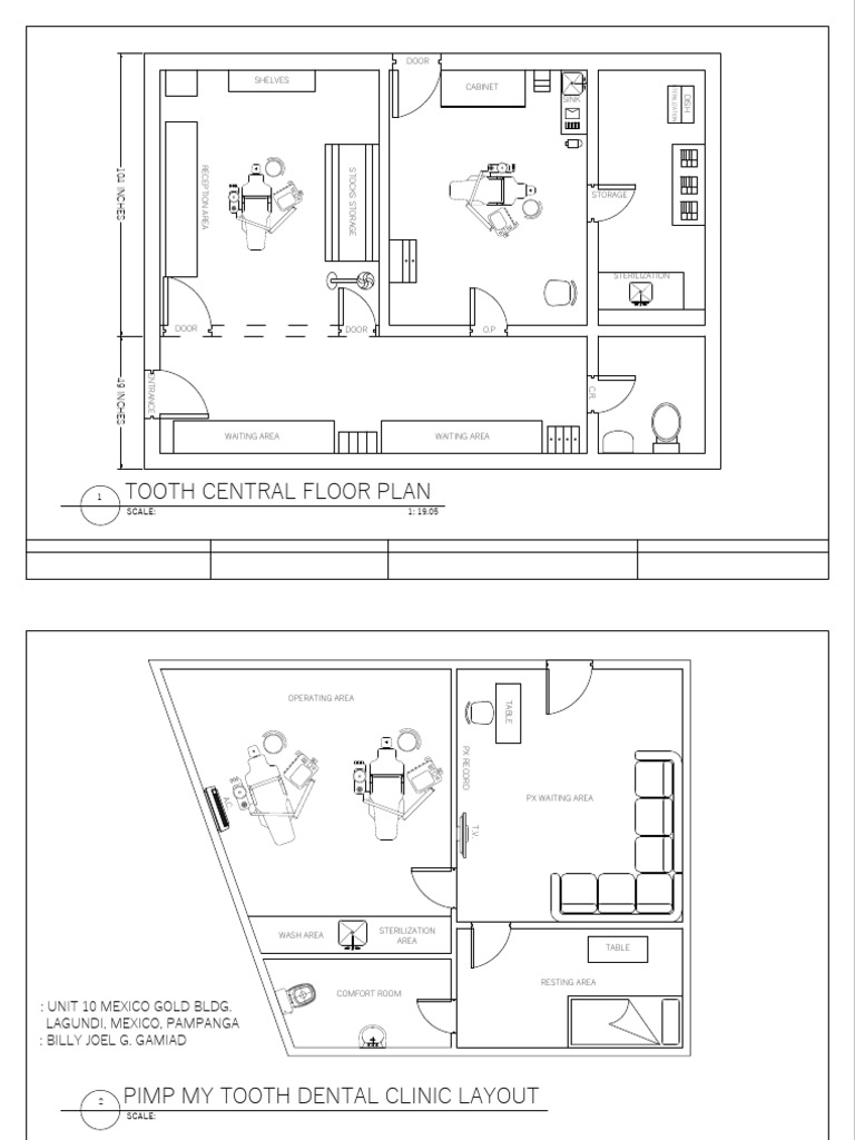 Floor plan layout for a modern dental clinic with designated areas for ...