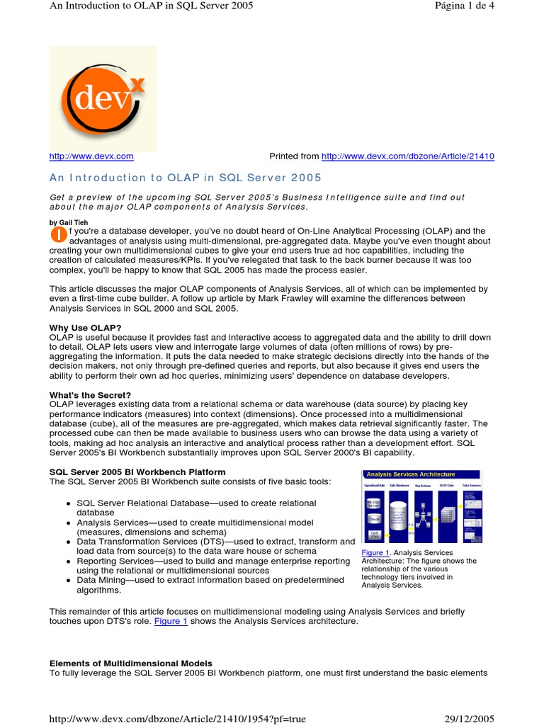 An Introduction To Olap In Sql Server 2005 Pdf Pdf Microsoft Sql Server Information Management