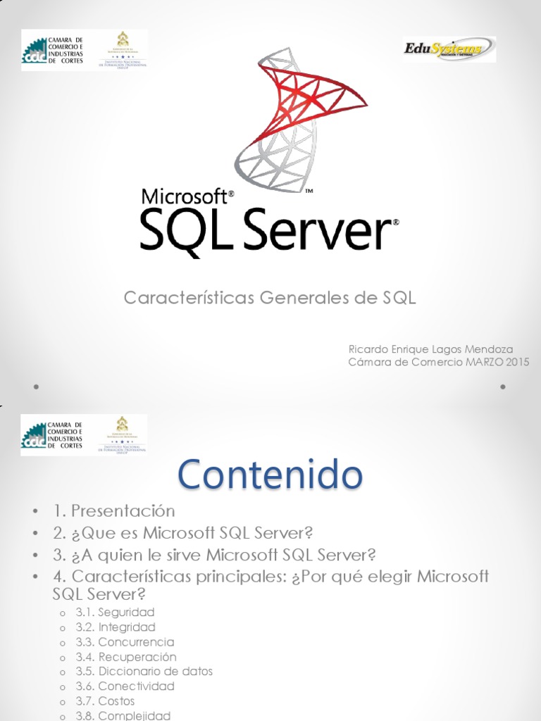 Características Generales de SQL Server PDF | PDF | Servidor SQL de Microsoft | SQL