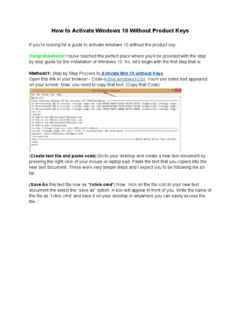 How To Activate Windows 10 Without Product Keys: Congratulations | PDF ...