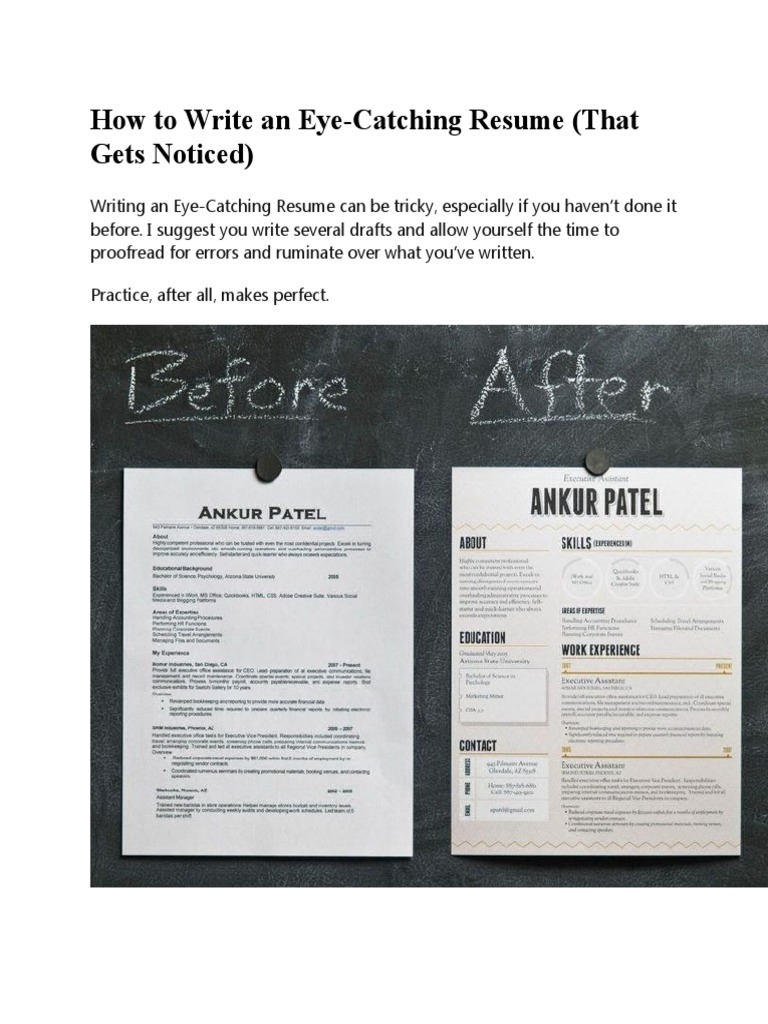 How To Write An Eye-Catching Resume (That Gets Noticed) | PDF | Résumé ...