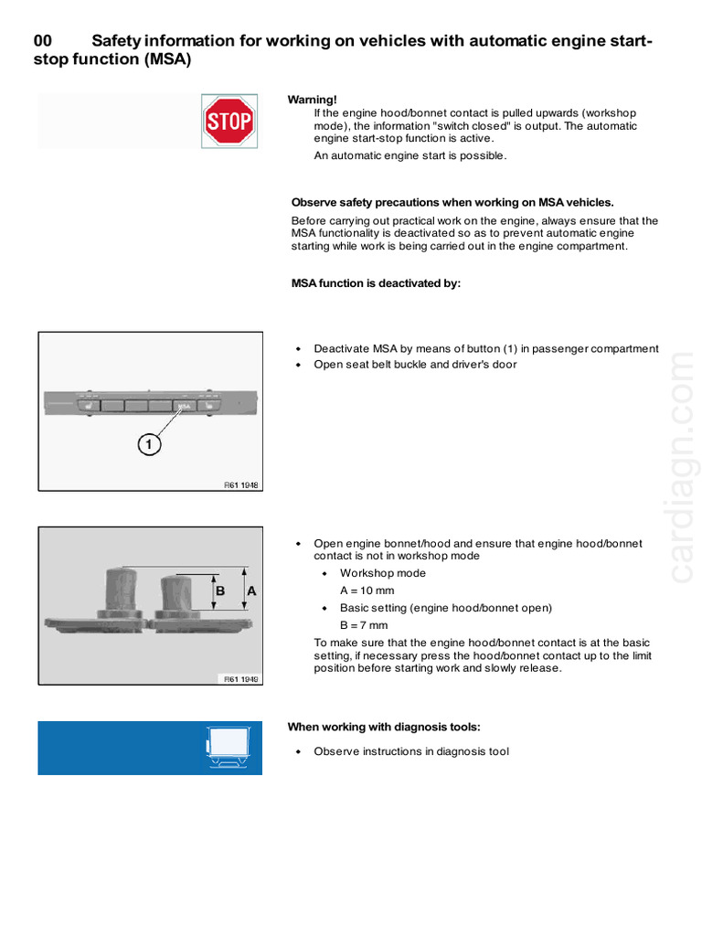 00 Safety Information For Working On Vehicles With Automatic Engine Start-Stop Function (MSA ...