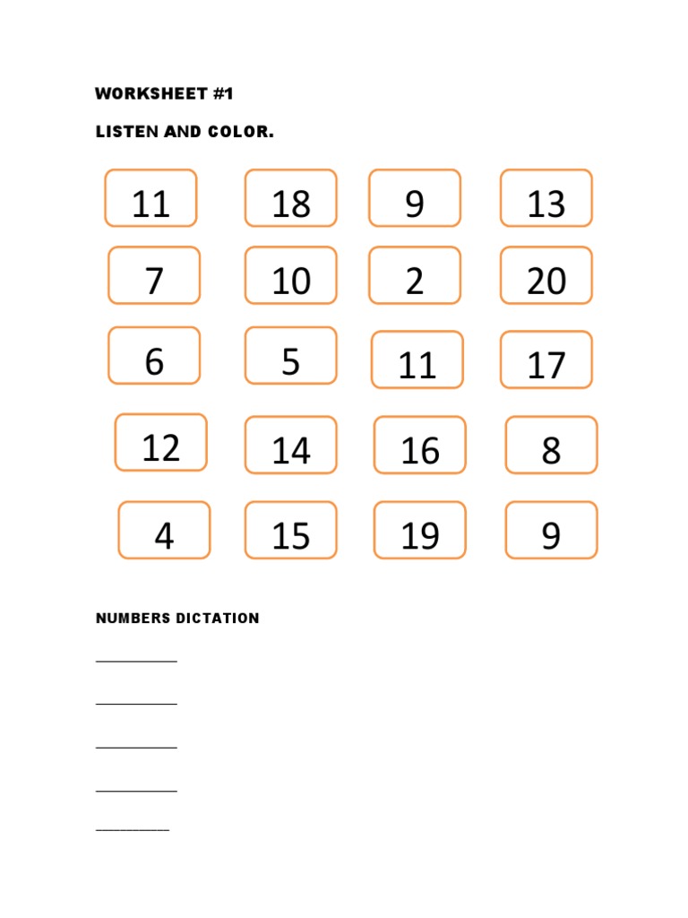 Numbers 16-20 Worksheet | PDF