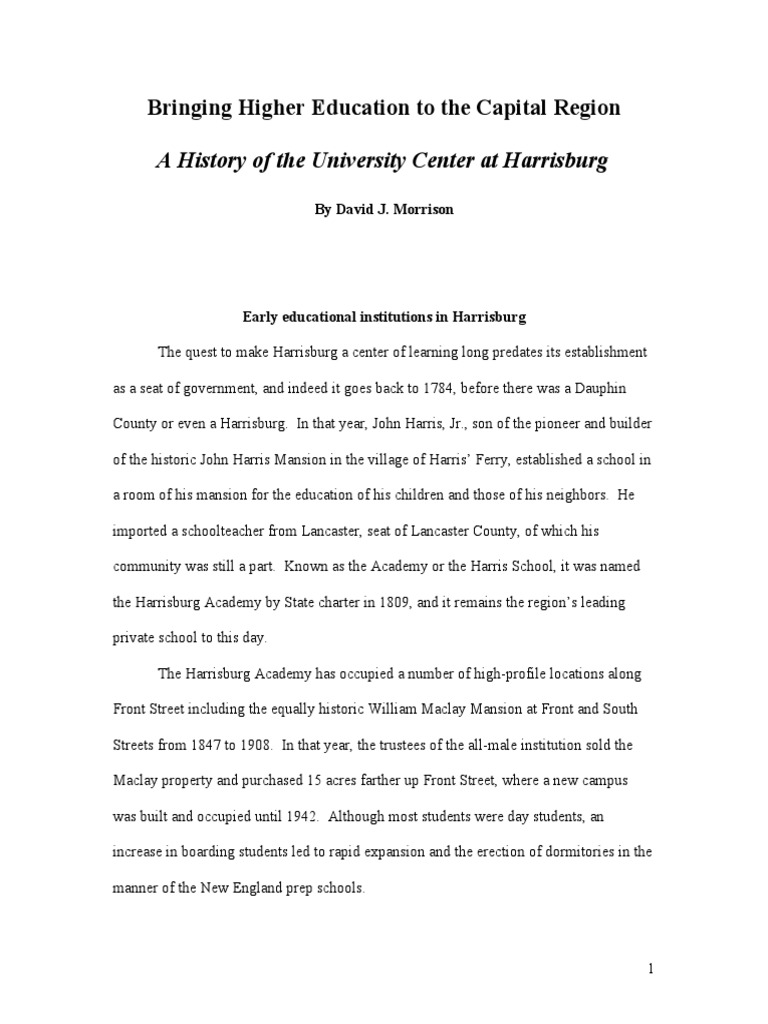 Dixon University Center History | PDF | Harrisburg | College
