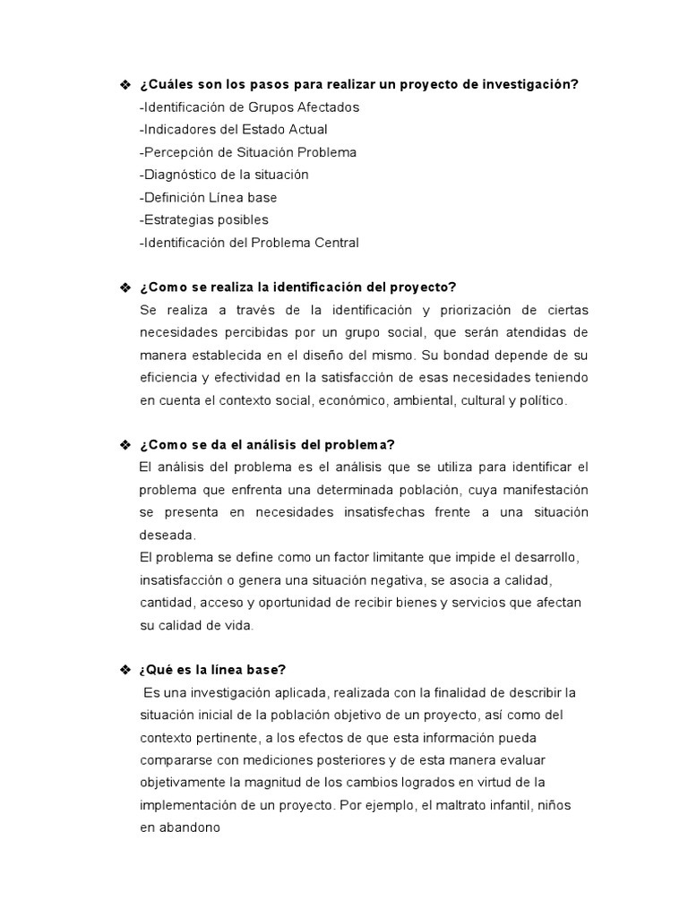 Cuáles Son Los Pasos para Realizar Un Proyecto de Investigación | PDF