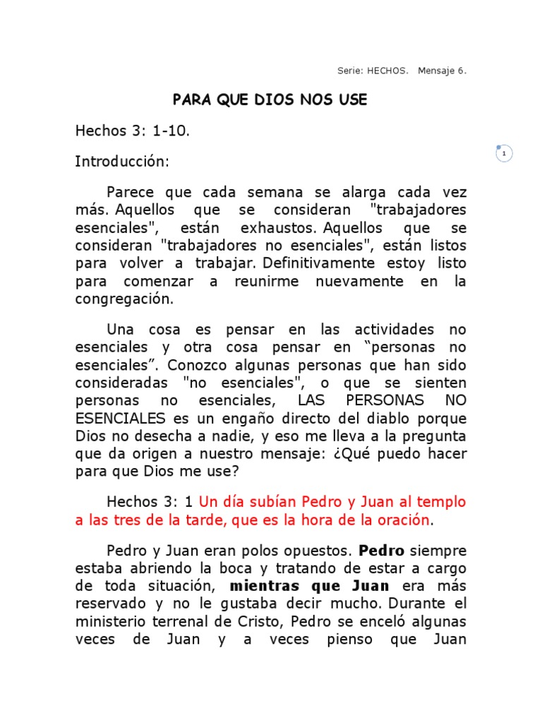 Hechos 3 - 1-10 | PDF | San Pedro | Jesús