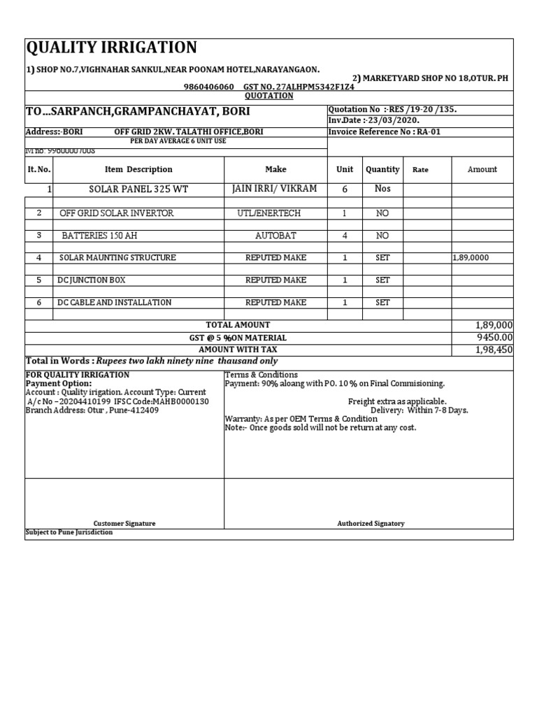 Offgrid Talathi Office, Bori | PDF | Electric Power | Business