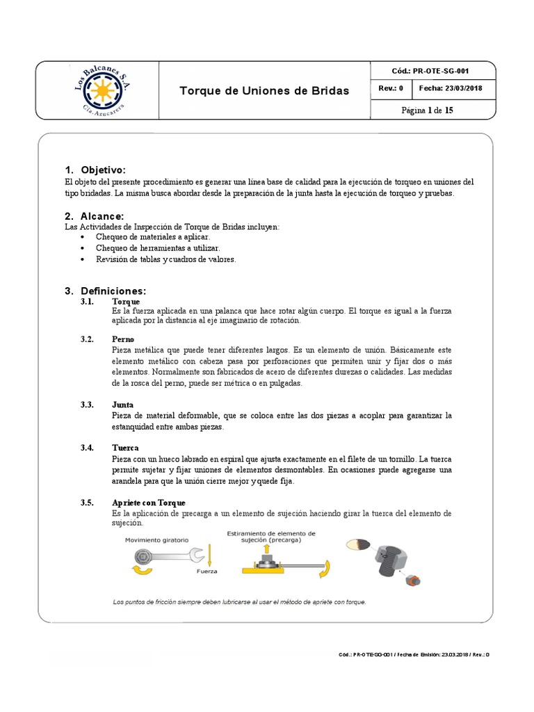 Procedimiento de Torque en Bridas | PDF | Tornillo | Materiales