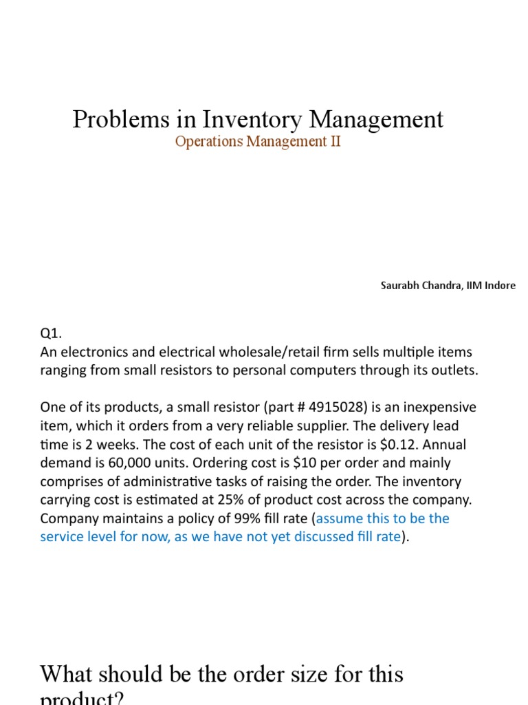 Inventory Problems | PDF | Inventory | Outsourcing