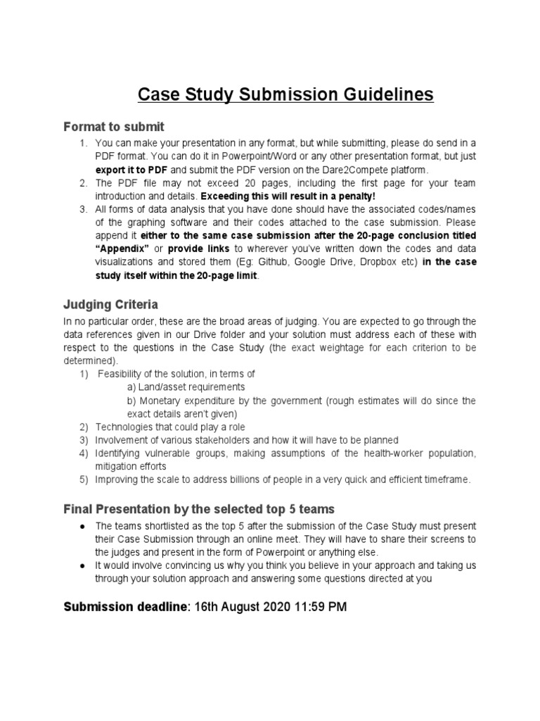 Case Study Submission Guidelines | PDF