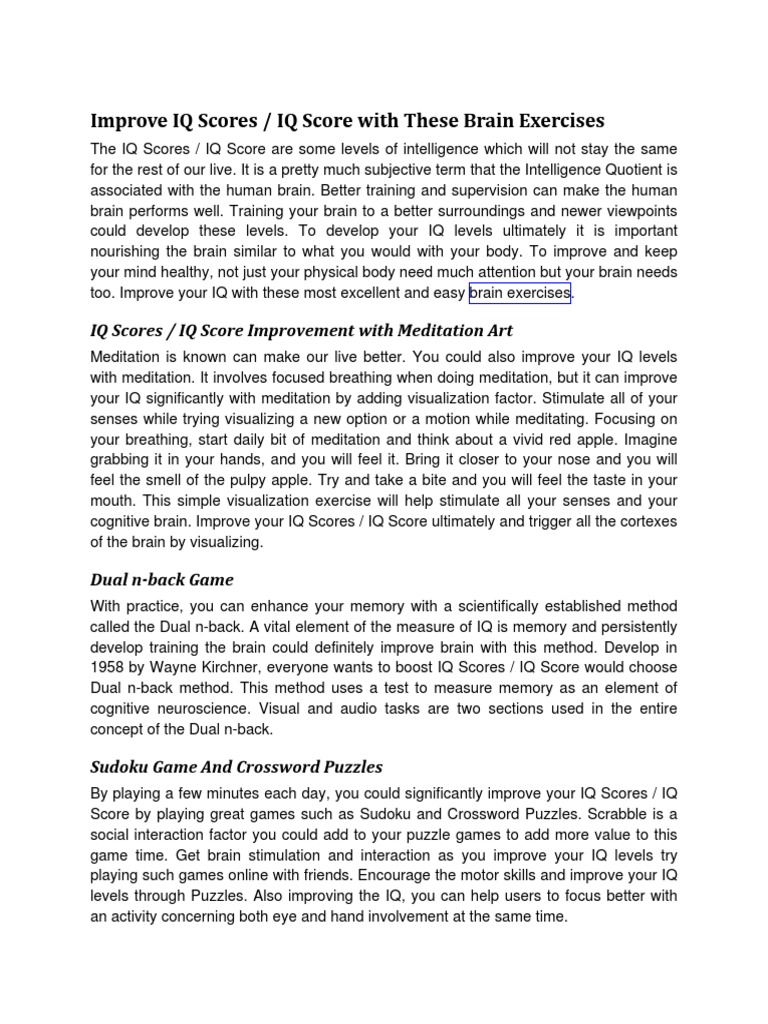 How To Improve Your IQ With Brain Exerci PDF | PDF | Intelligence ...