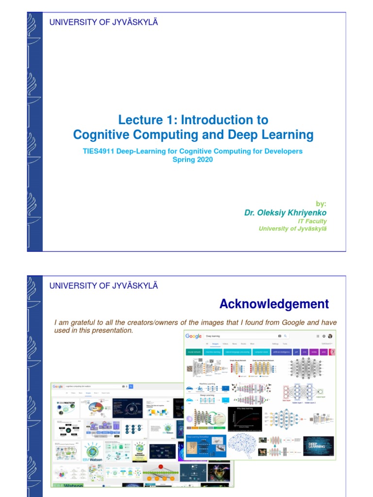 Lecture 1: Introduction To Cognitive Computing and Deep Learning ...