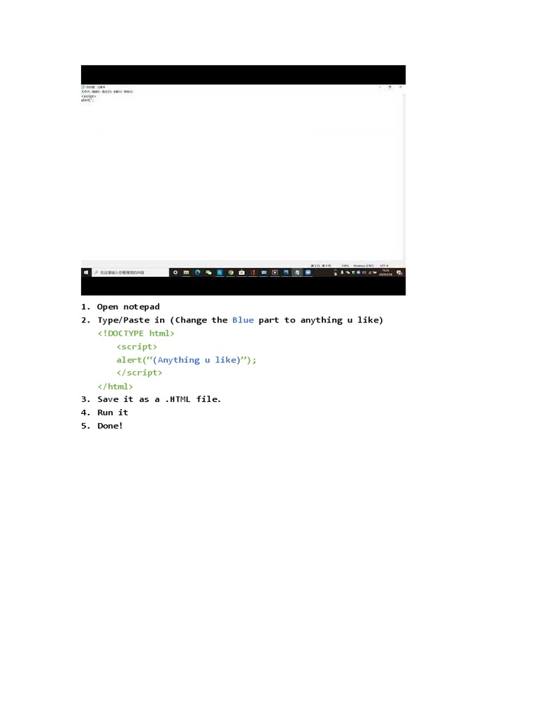Open Notepad 2. Type/Paste in (Change The Part To Anything U Like) | PDF