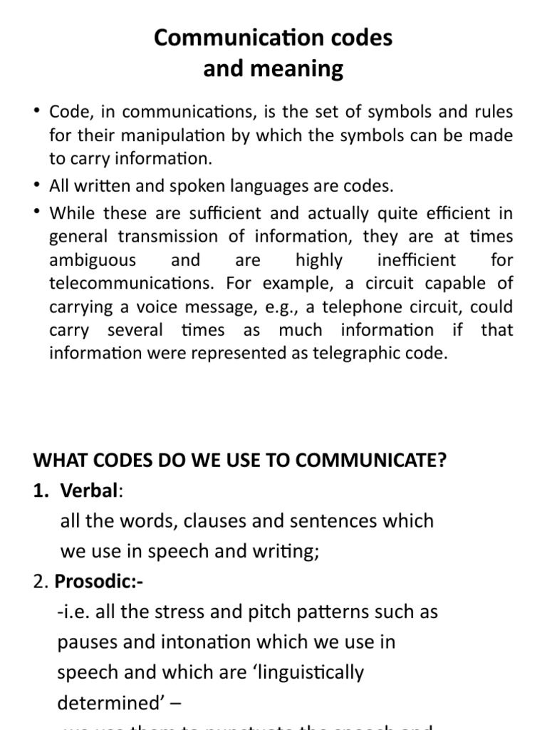 Communication Codes and Meaning | PDF | Nonverbal Communication ...