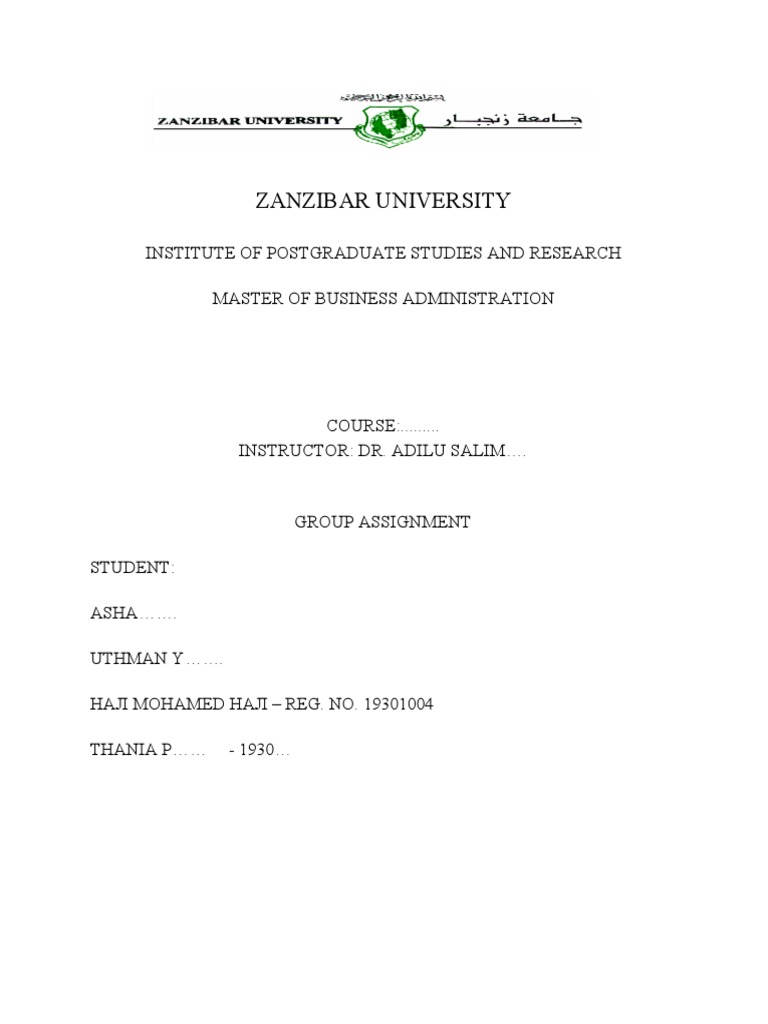 Zanzibar University: Institute of Postgraduate Studies and Research ...