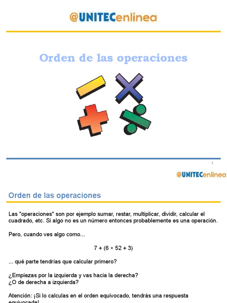 Orden de Las Operaciones Matemáticas | PDF