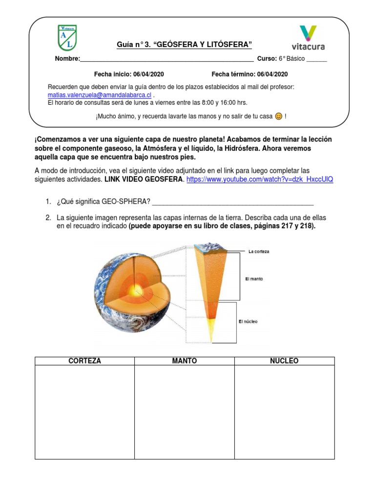 Guía sobre Litosfera y Geosfera | PDF | Estructura de la tierra | Tierra