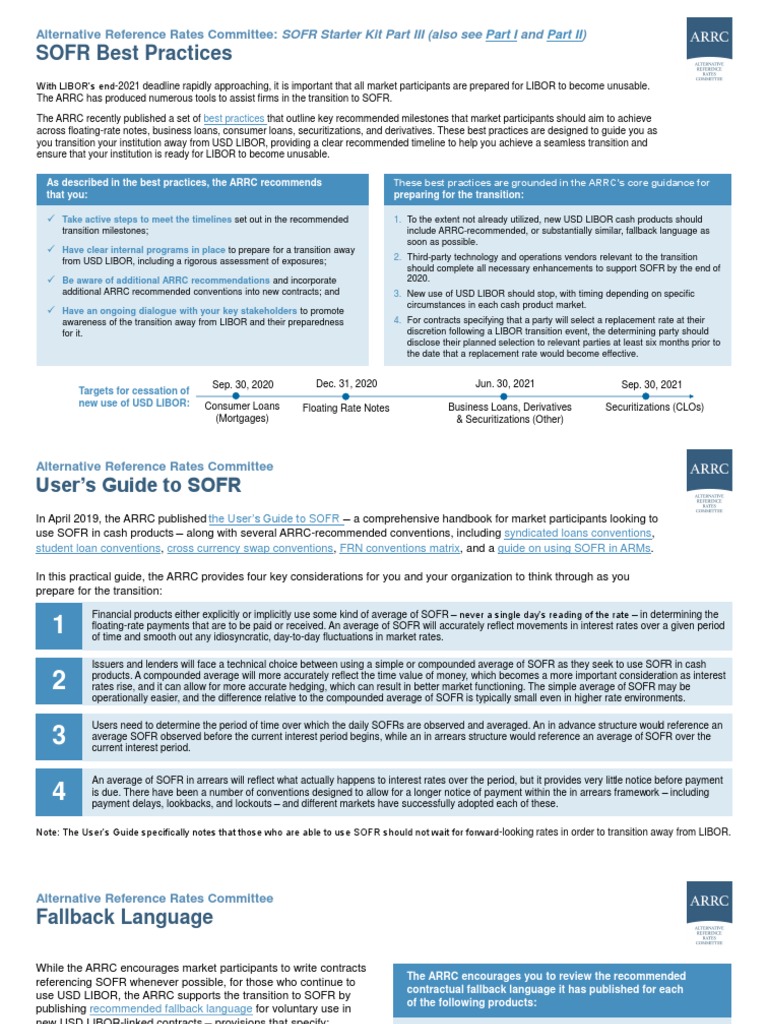 SOFR Best Practices: Alternative Reference Rates Committee: SOFR ...