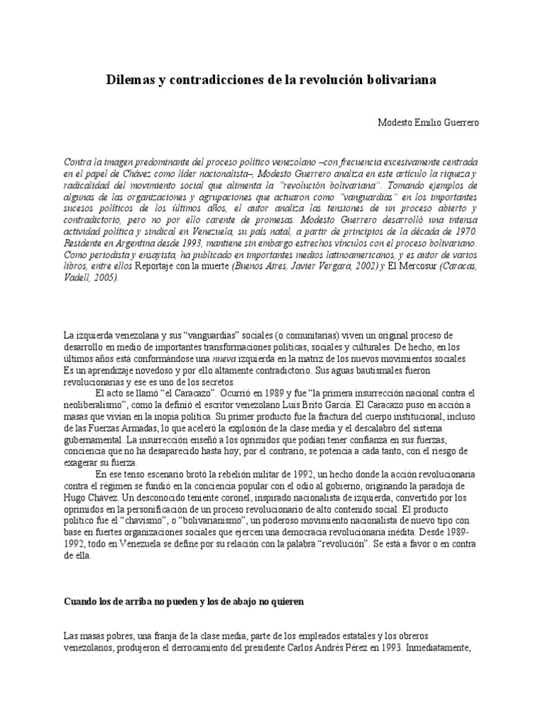 Modesto Guerrero sobre Venezuela (versión final copeteada) | PDF | Hugo ...
