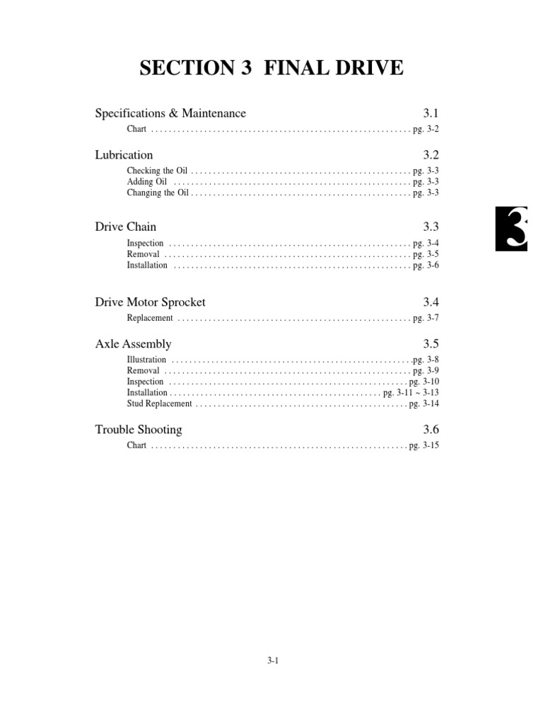 Section 3 Final Drive: Specifications & Maintenance 3.1 | PDF | Axle | Nut (Hardware)