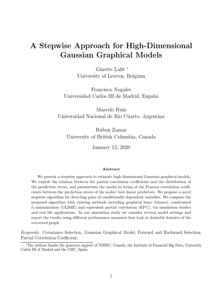 A Stepwise Approach For High-Dimensional Gaussian Graphical Models | PDF | Correlation And ...