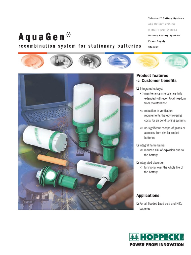 Aquagen: Recombination System For Stationary Batteries | PDF | Water ...